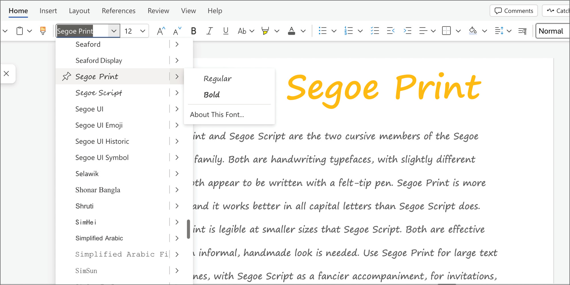 Segoe Script Font